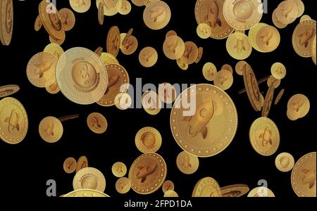 Stellar XLM cryptocurrency gold coin on green screen background ...
