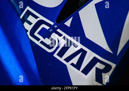 A Suzuki GSX S 1000 motorcycle parked in front of two trees in ...