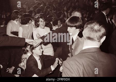 Beatles in the 1960s. Fans at a Beatles concert in Stockholm 1964 July ...