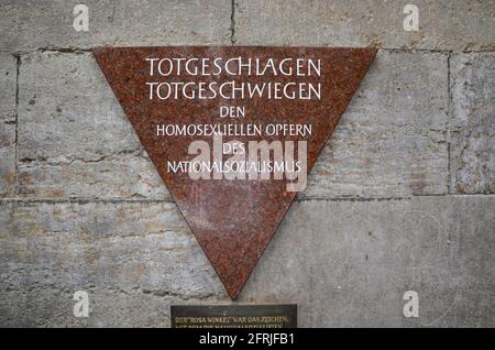 Germany, Berlin, Nollendorfplatz, The gay pink triangle Memorial plaque ...