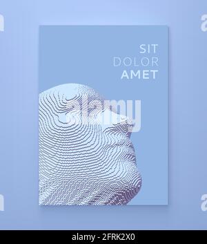 Abstract digital human head constructing from cubes. Login user ...