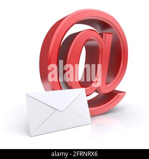 Red Envelope with @ Symbol, concept of E-Mail Stock Photo - Alamy