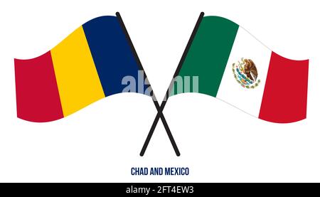 Mexico and Chad flags for official meeting against background of world ...