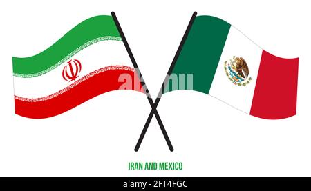 Mexico and Iran Flags Crossed And Waving Flat Style. Official ...