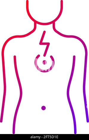 Chest pain linear icon. Affecting lungs and heart. Poor posture ...