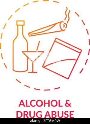 Alcohol and drug abuse red gradient concept icon Stock Vector Image ...