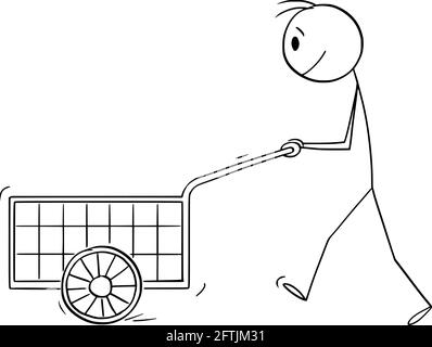 Cartoon of Man Pushing Empty Cart Stock Vector Image & Art - Alamy