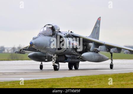Harrier Farewell. One of the final BAe Harrier II jet fighter planes ...