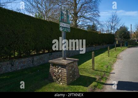 Picturesque Village sign Fincham Village Norfolk England UK Stock Photo ...