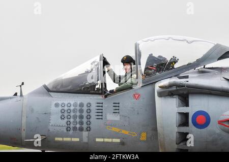 Harrier Farewell. One of the final BAe Harrier II jet fighter planes ...