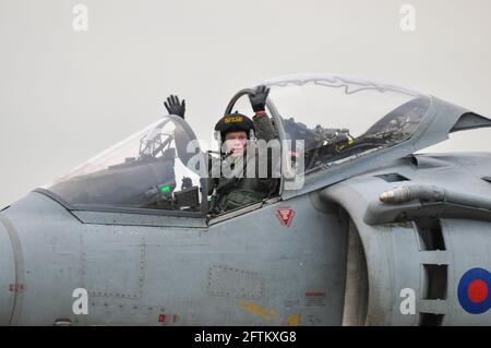 Harrier Farewell. One of the final BAe Harrier II jet fighter planes ...