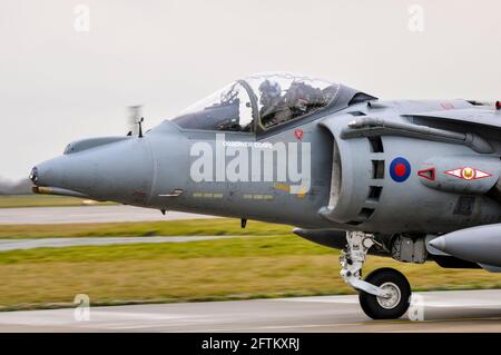 Harrier Farewell. One of the final BAe Harrier II jet fighter planes ...