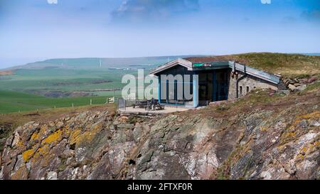 Gallie Craig Coffe house perched on the cliff at Mull of Galloway ...