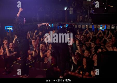 Moscow, Russia. 08th May, 2021. Louna Rock band performs on stage ...