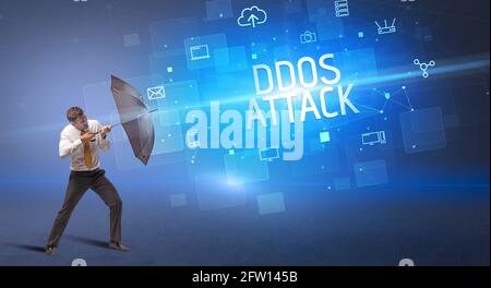 defending with umbrella from cyber attack Stock Photo - Alamy