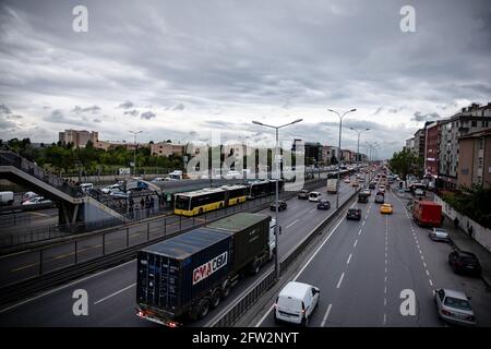 Istanbul, Turkey. 21st May, 2021. A view of a Long traffic jam at the ...