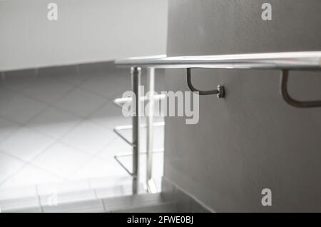 modern chrome handrails on the stairs Stock Photo - Alamy