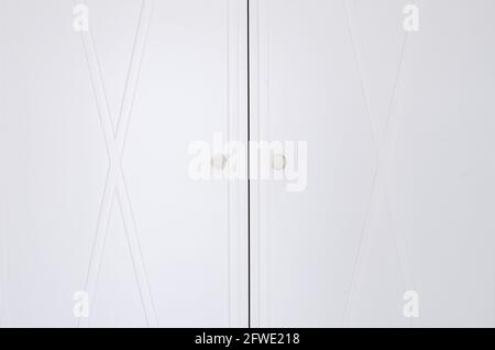 White wooden Closet doors close up background texture modern design ...