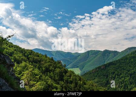 Vratna dolina valley with hills above from Zbojnicky chodnik in Mala ...