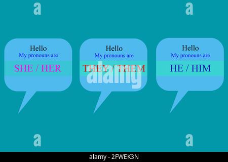 Illustration of a Girl and a Boy with a He and She Gender Identifier as ...