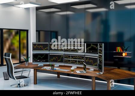 Big trading room and working place of business people Stock Photo - Alamy