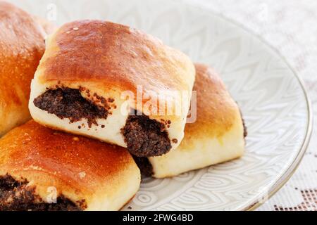 Traditional swedish poppy seed buns. Festive dessert Stock Photo - Alamy