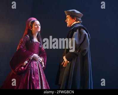 Ben Miles (Thomas Cromwell), Lydia Leonard (Anne Boleyn) in WOLF HALL ...