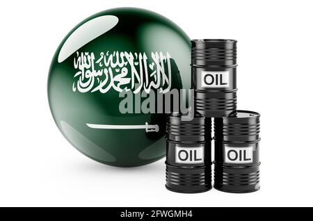 Oil production and extraction in Saudi Arabia. Oil pump jack and oil ...
