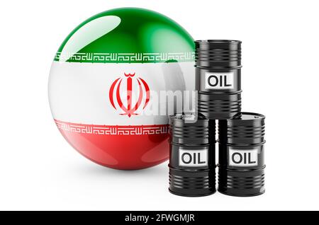 Oil barrel with flag of Iran. Oil production and trade concept, 3D ...