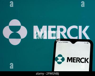 In this photo illustration, the Merck & Co., Inc. logo seen displayed ...