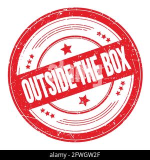 OUTSIDE THE BOX text on red grungy vintage rectangle stamp Stock Photo ...