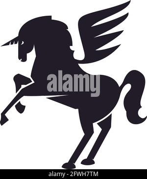 Pegasus medieval heraldic animal sketch of vector winged horse. Royal ...