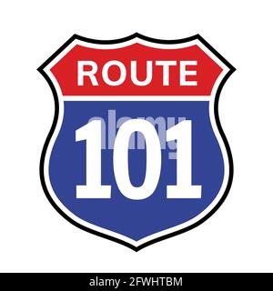 Vector illustration of the US Highway 101 California and North road ...