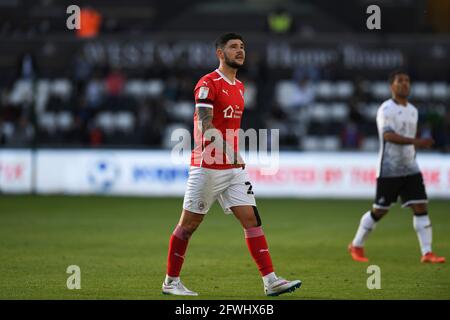 Swansea, UK. 22nd May, 2021. Mads Juel Andersen #6 of Barnsley during ...