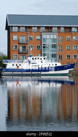 Sea Cadets training ship moored in the main basin of Gloucester Docks ...