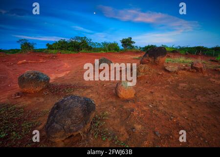 Panama landscape with boulders and evening light in the desert of ...