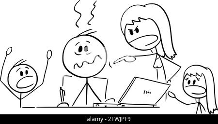 home work stress father vector Stock Vector Image & Art - Alamy