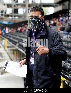 Sky Sports presenter Chris Kamara (r) and his son Jack Kamara at The ...