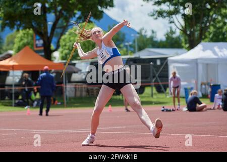 Landquart, Schweiz. 23. Mai 2021. Lydia Boll beim Speerwurf am ...