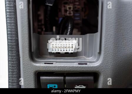 ODB II port of an electric car Stock Photo - Alamy