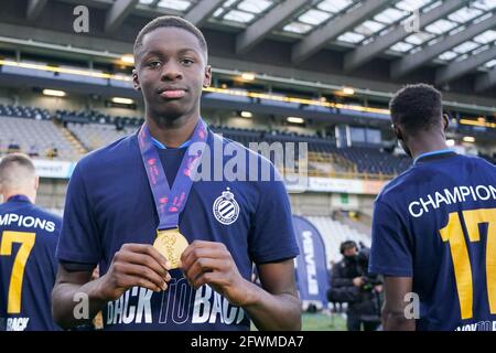 BRUGGE, BELGIUM - MAY 23: Noah Mbamba of Club Brugge during the jupiler ...