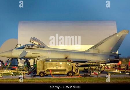 RAF Eurofighter Typhoon in Quick Reaction Alert (QRA) hanger Stock ...