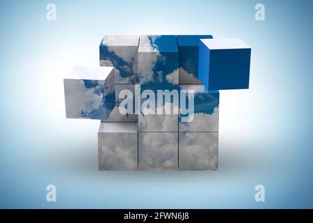 Cube made of the cloud shapes - 3d rendering Stock Photo - Alamy