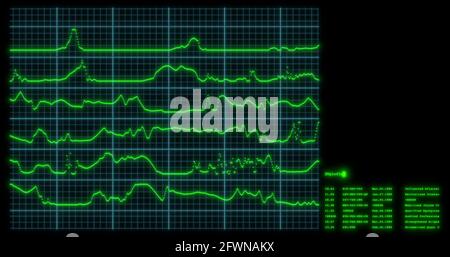Abstract background with animation of growing diagrams and program code ...