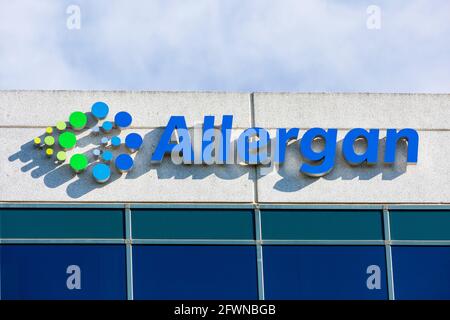 Allergan headquarters building exterior. Allergan plc is an American ...