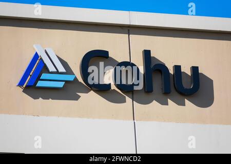 Cohu sign logo on headquarters building facade. Cohu is a global leader ...