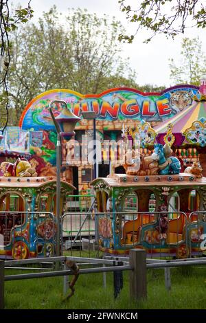 A funfair on Clapham Common London April 2006 Stock Photo - Alamy