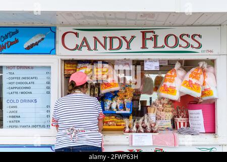 Candy floss stall on Brighton Palace pier, in the coastal town of ...