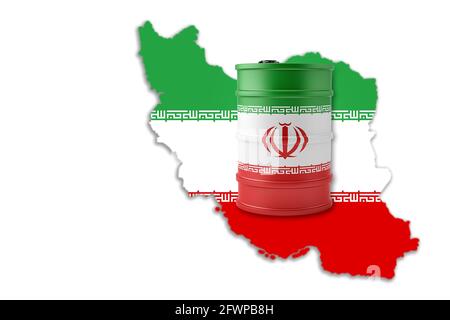 Oil barrel with flag of Iran. Oil production and trade concept, 3D ...