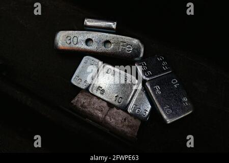 Kuwait City – Kuwait – April 15, 2021: Lead weight ingots for wheel ...
